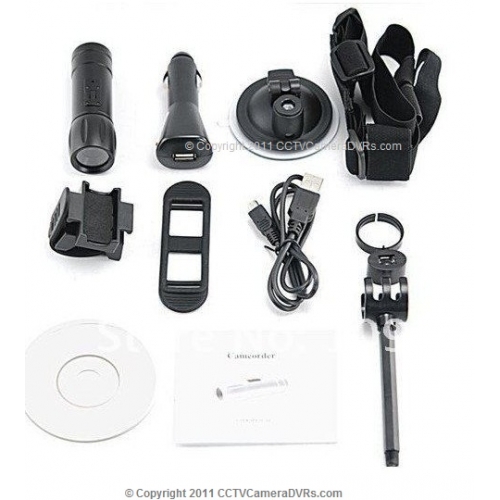 Portable Flashlight-shape Action Helmet Hand Camera Video Recorder DVR ...